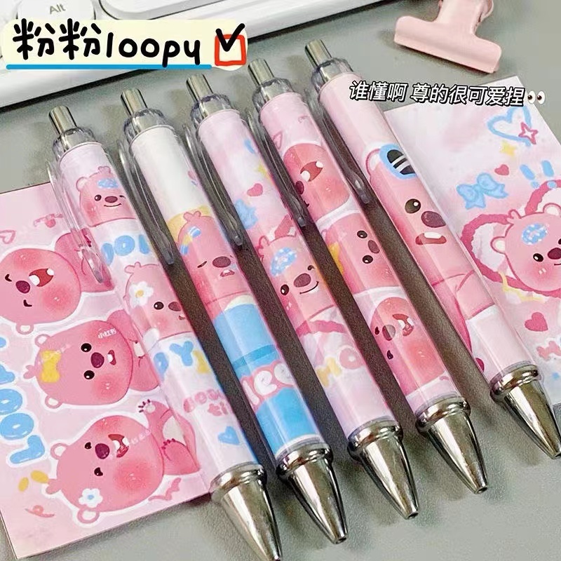 New Cute BallPen Cartoon Loopy Pattern Gel Pen Black Student 0.5mm Pen ...