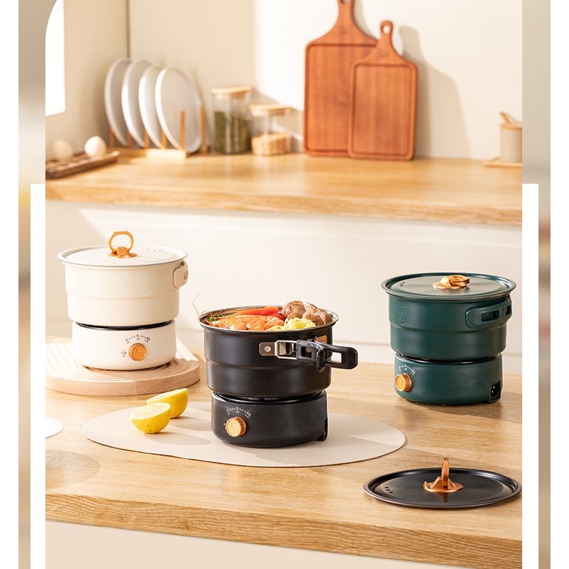 110V/220V Electric Cooking Pot Foldable Hotpot Portable Multicooker ...