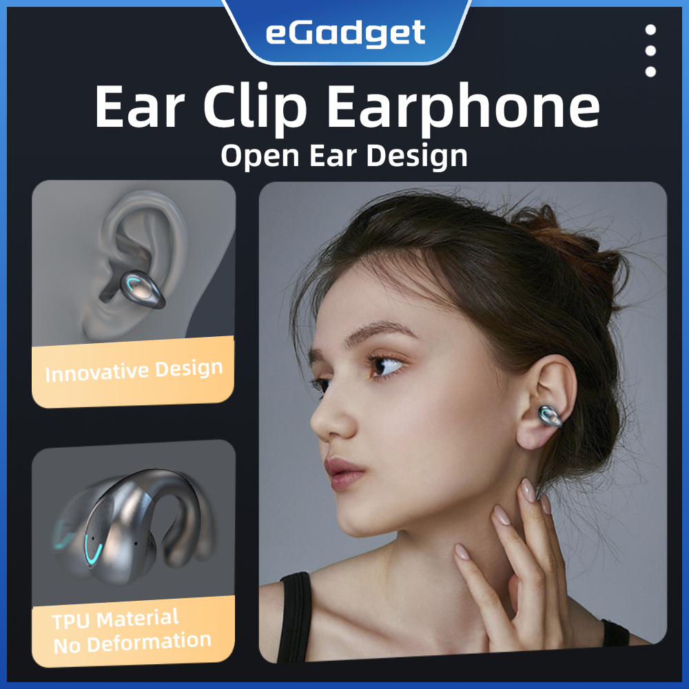 【24hrs Ship】Single Ear Clip Earphone Open Ear Bone Conduction Bluetooth ...