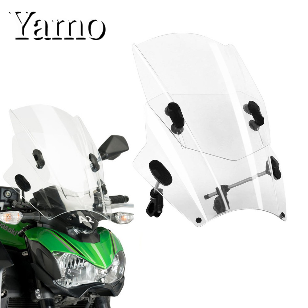 Motorcycle Universal Windshield WindScreen with Bracket For 22mm 25mm ...
