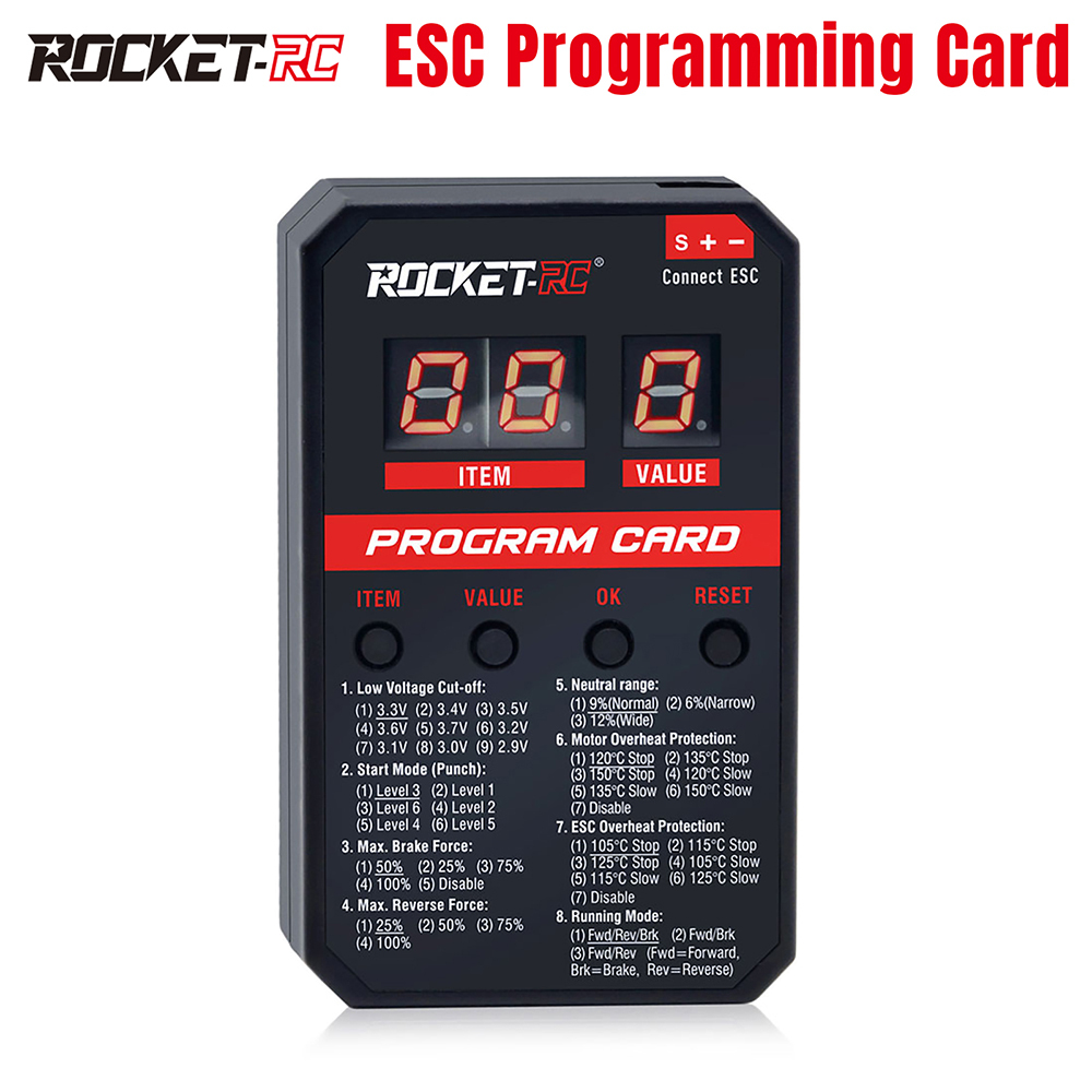 Rocket-RC Supersonic LED Program Card For 45A/60A/80A/120A/150A ESC ...