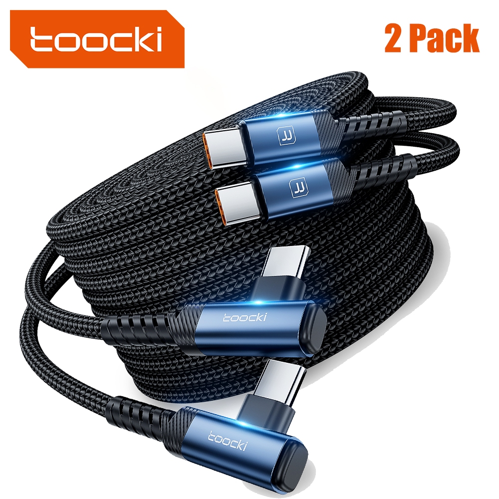Toocki 60W USB C to USB C Fast Charging Cable(2 Pack) 90 Degree Elbow Type C Charging Data Cord ...
