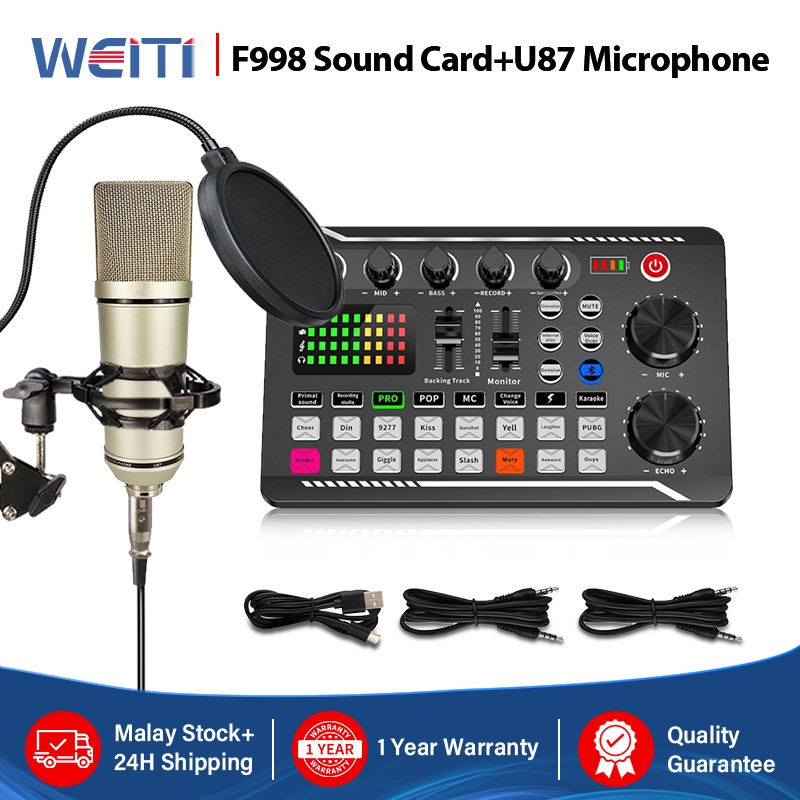 [Penjual Tempatan]2025 Upgraded F998 Sound Card Mic Sound Mixer Audio ...