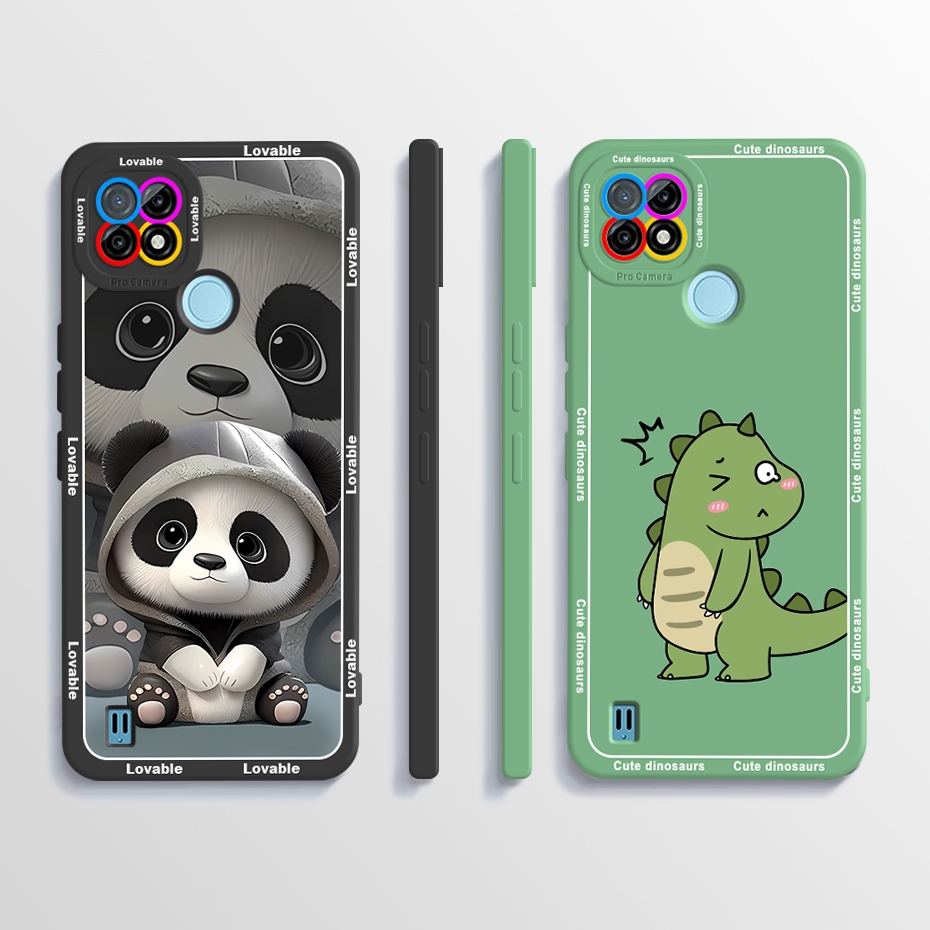 Casing OPPO Realme C21 RMX3201 Lovely Panda Jelly Phone Case Liquid ...