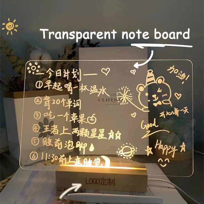 Acrylic Note Board Luminous Rewritable Whiteboard Office Desktop Simple ...