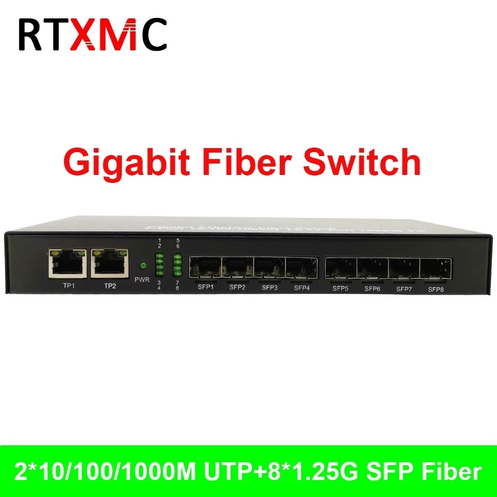 8SFP&2UTP Gigabit Ethernet switch Ethernet Fiber Optical Media Converter 8*SFP and 2*RJ45 Port ...