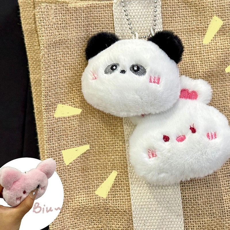 Cartoon Cute Animal Keychain Soft Stuffed Keyring Rabbit Panda Hanging ...