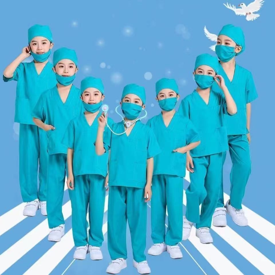 Kids Doctor Cosplay Set Nurse Costume Outfit Green Pants Top Hat ...