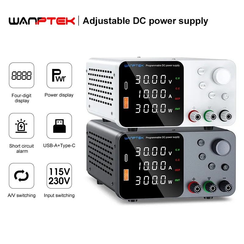 Wanptek DC Power Supply Adjustable 30V 10A 60V 5A For Phone Repair 120V 3A Regulated Switching ...