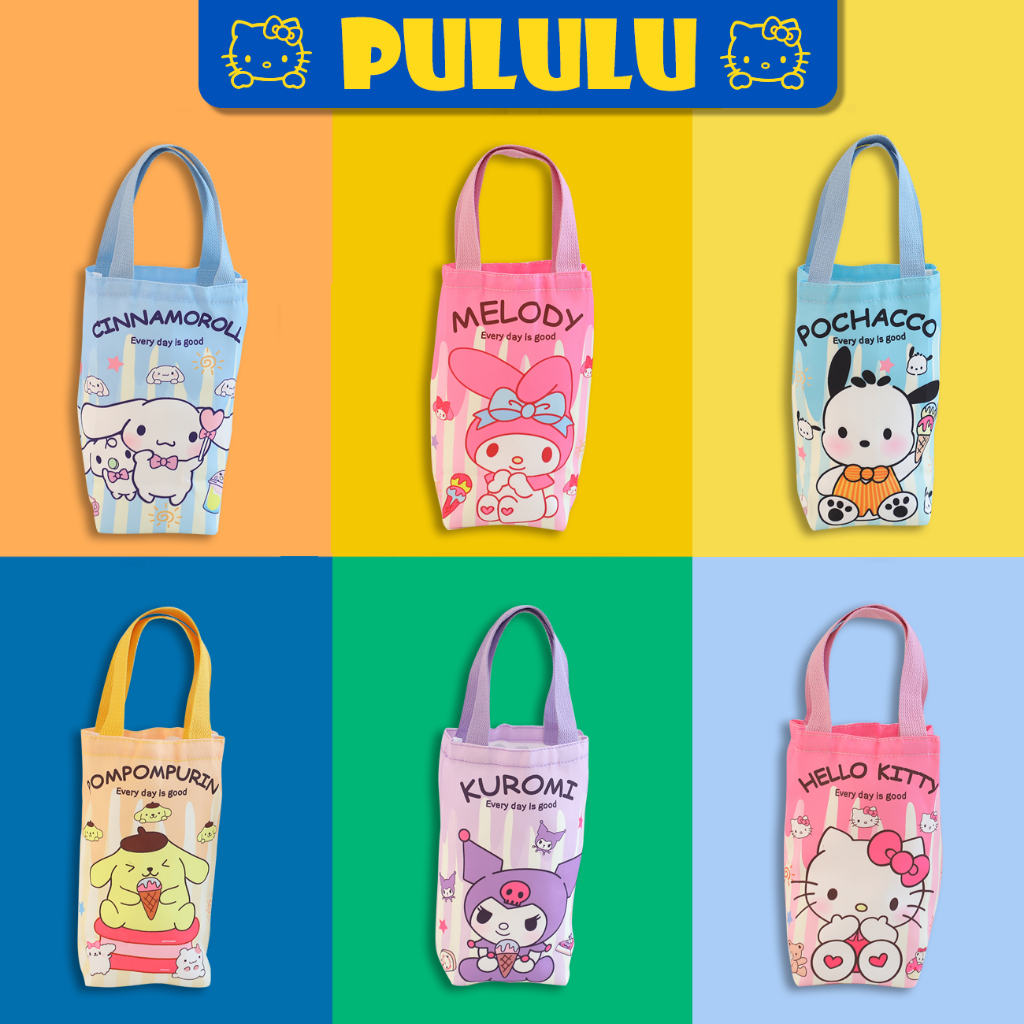 Pululu Cute & Kawai Water Bottle Bag Cartoon Kitty Beg Bucket Tote Bag ...
