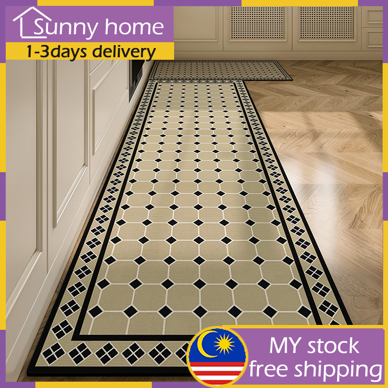 【MY Stock】Karpet Murah Retro Floor Mat Anti Slip Oil-proof Kitchen ...