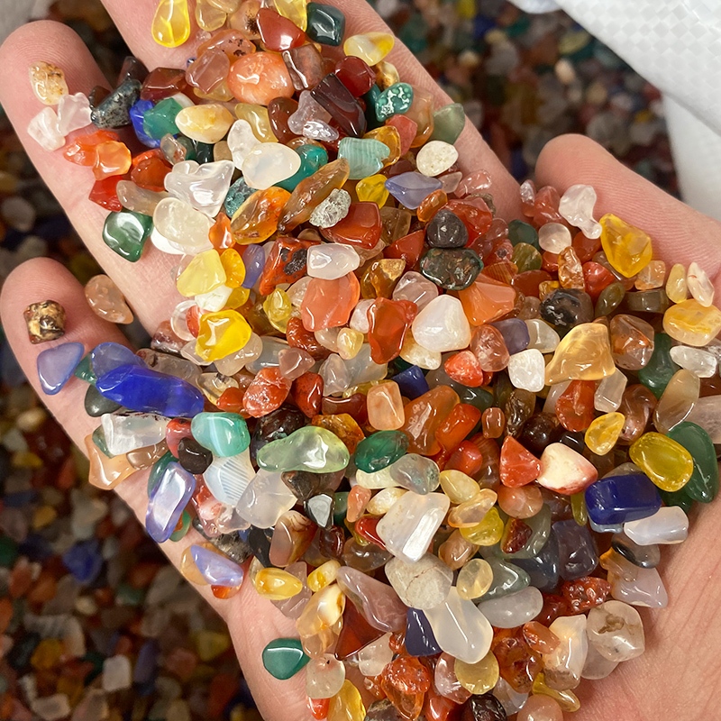 100gram/pack Colorful Agate Chips Rock Natural Gravel Polished Stone ...