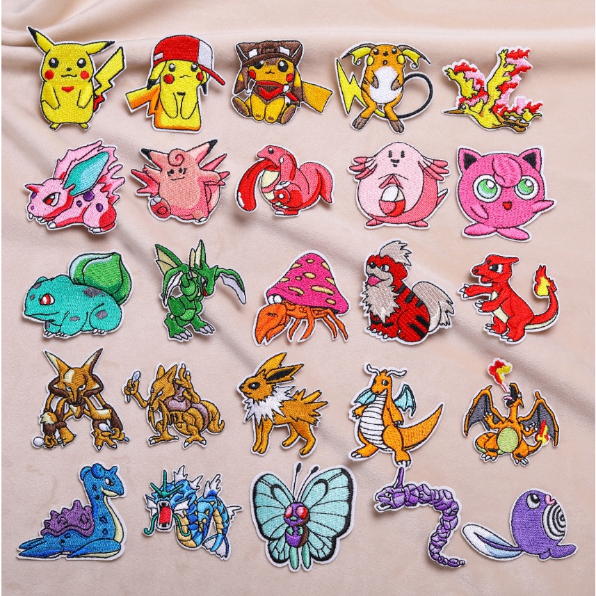 New Pokémon Pikachu Cartoon Embroidered Cloth Stickers Ripped Fashion ...