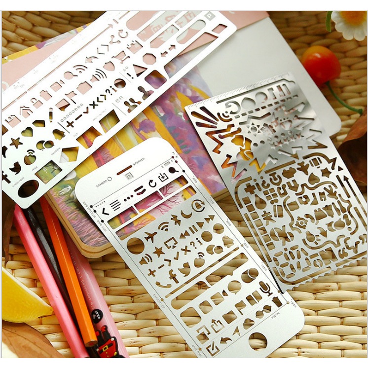 Metal Ruler Bookmark Journal Stencil Drawing Graphics Template Scale ...