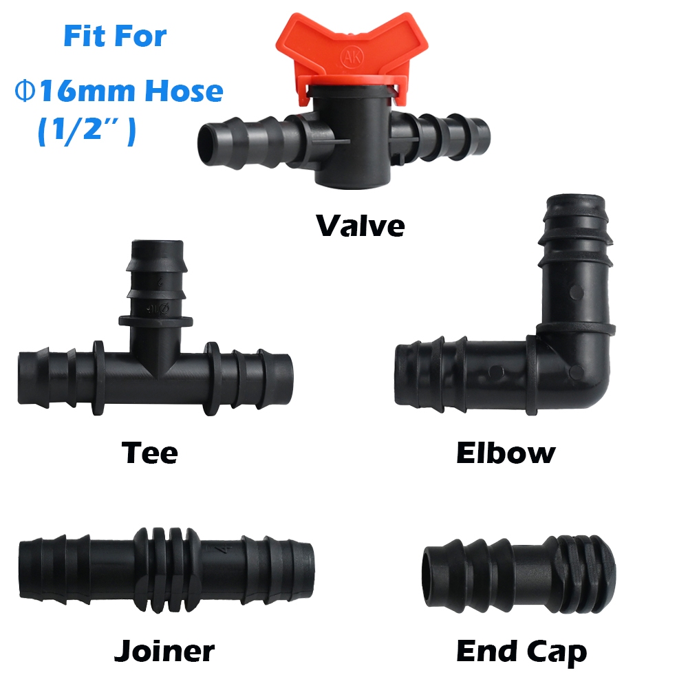 16MM Equal Tee Connector / Joiner / Elbow Joint Irrigation Tubing Water ...