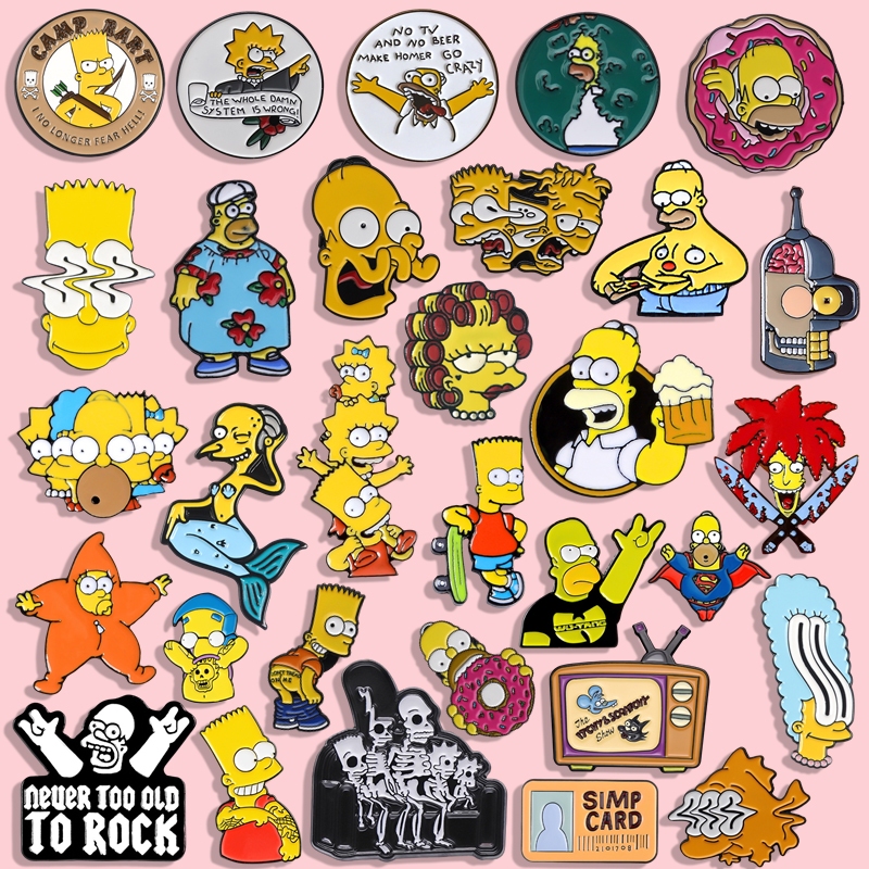 32 Styles The Simpsons Enamel Pins Funny Bart Simpson Lisa Homer TV ...