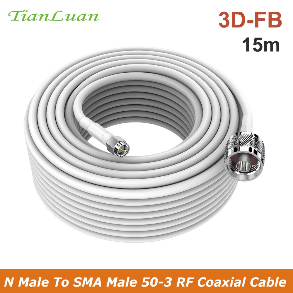 Coax Cable N Male to SMA Male 15m 3D-FB Extension Cable Ultra Low Loss Pigtail Jumper 50 Ohm for ...