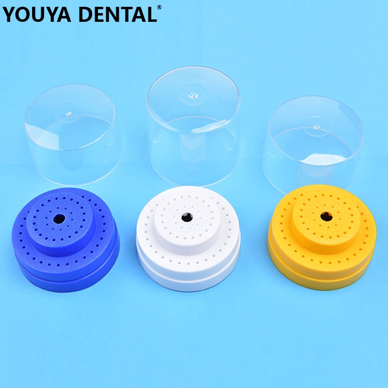 60 Holes Round Dental Bur Block Holder Station Plastic Holds 60 Burs ...