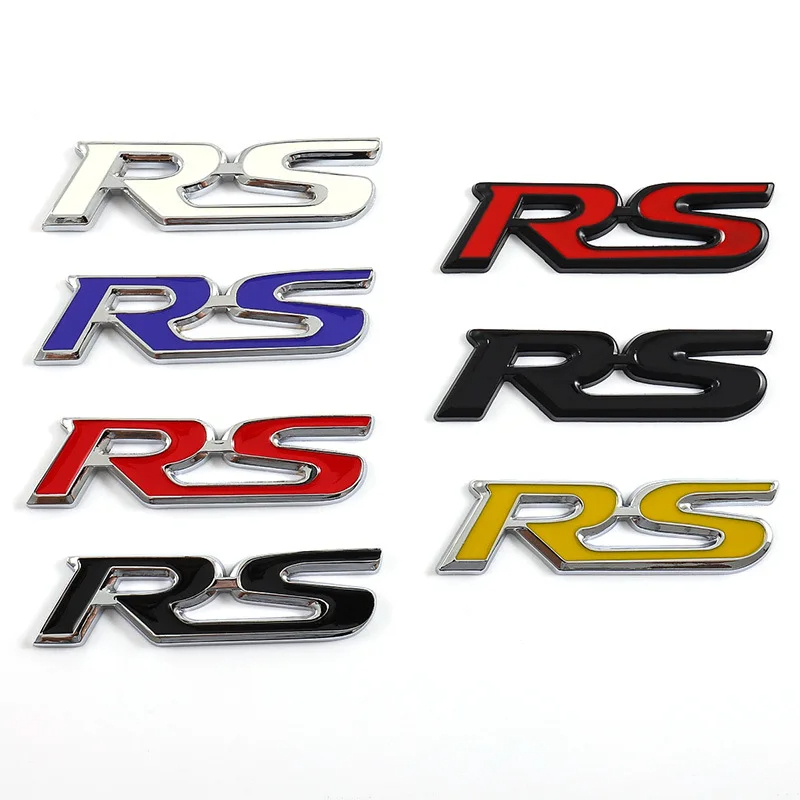 3D Metal Black Blue Red Yellow Logo RS Emblem Car Fender Badge Trunk ...