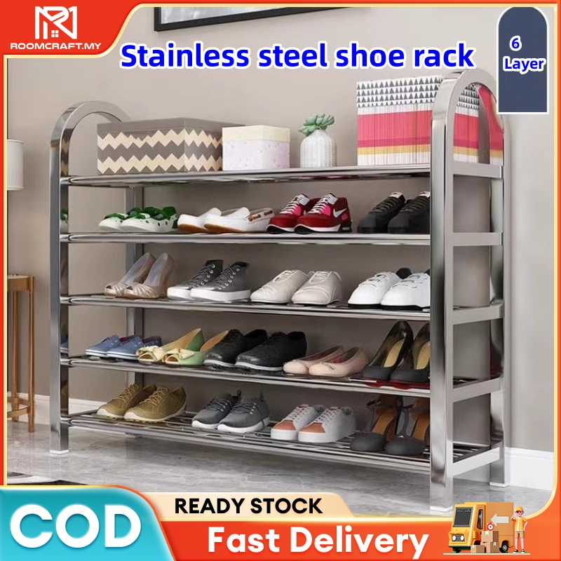 3/4/5/6 Layer Stainless Steel Stand Shoe Racks Shoe Storage Rack Kids ...