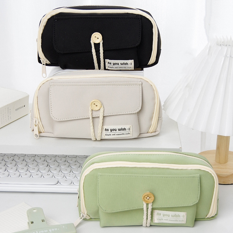 Penlab Hemp Rope Pencil Case Pen Bag 3 Compartments Front Pocket Oxford ...