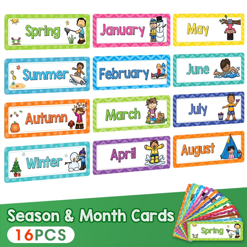 3 Themes Days of The Week/Seasonal/Months of The Year Flash Cards ...