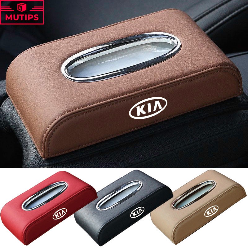 KIA Car Leather Tissue Box Paper Storage Holder Auto Interior ...
