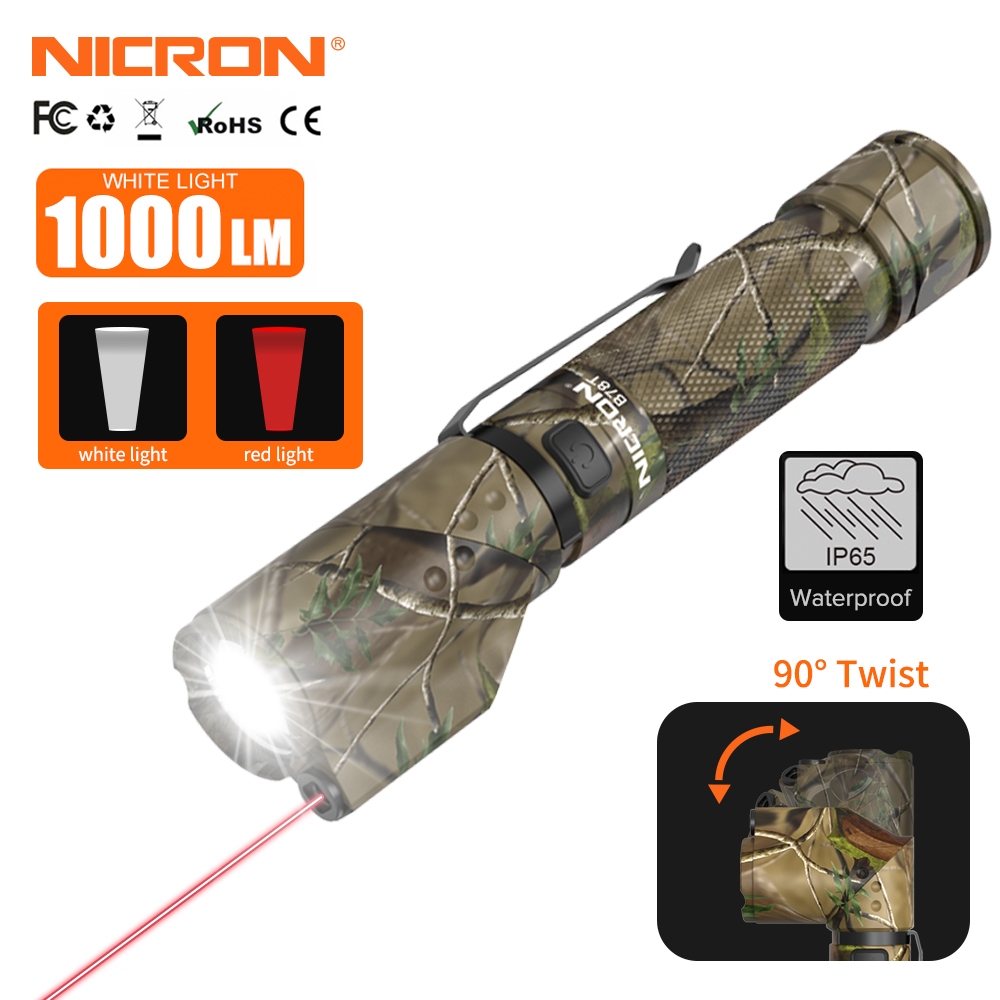 Nicron Flashlight B78T High Brightness 1000lumens White Red lighting ...