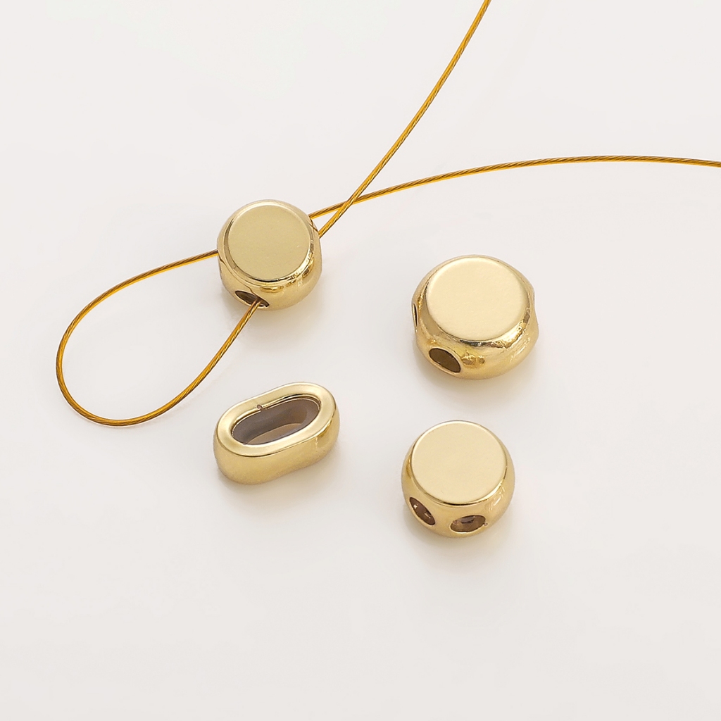 1PC 14K Gold Plated Slider Beads Clasp with Silicone for Necklace ...