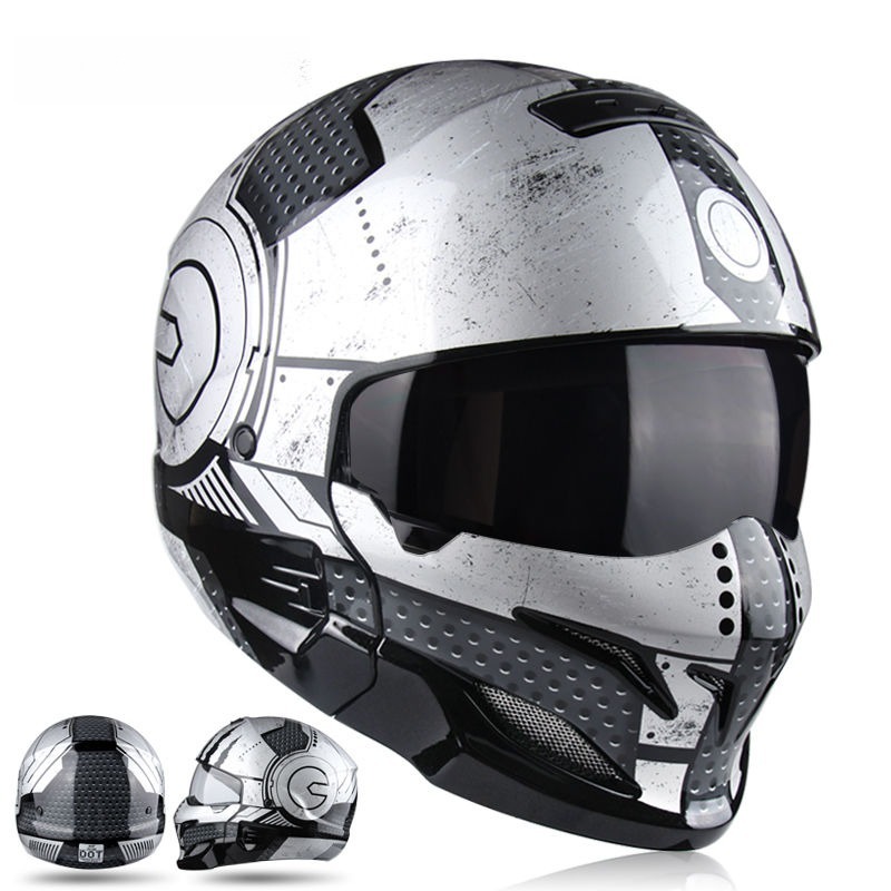 Personality helmet combination full face helmet Vintage helmet Full ...