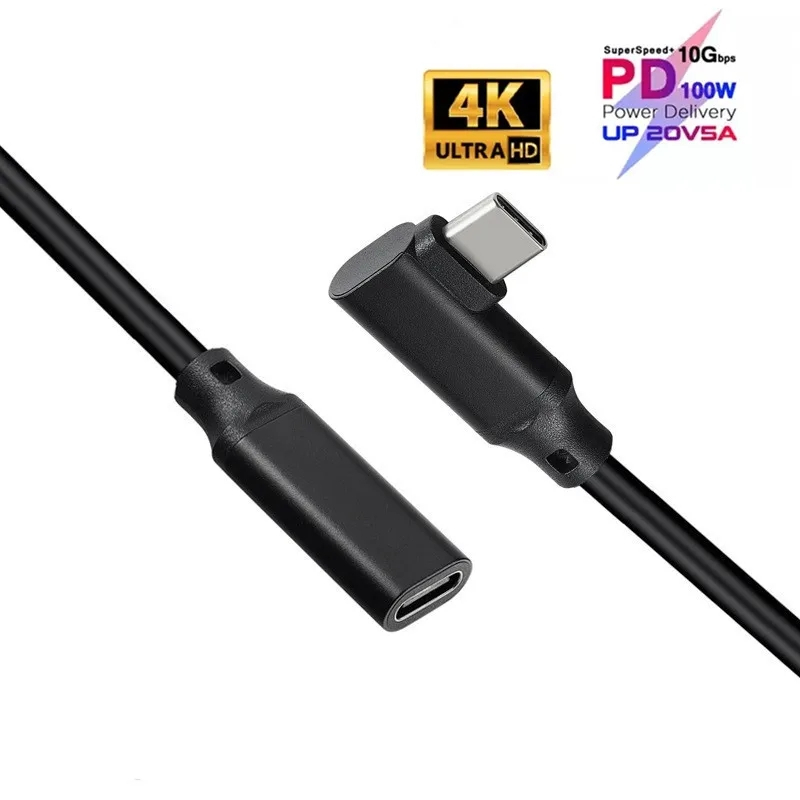 100W PD 5A Curved USB3.2 Type-C Extension Cable 4K 10Gbps USB-C Gen 2 ...