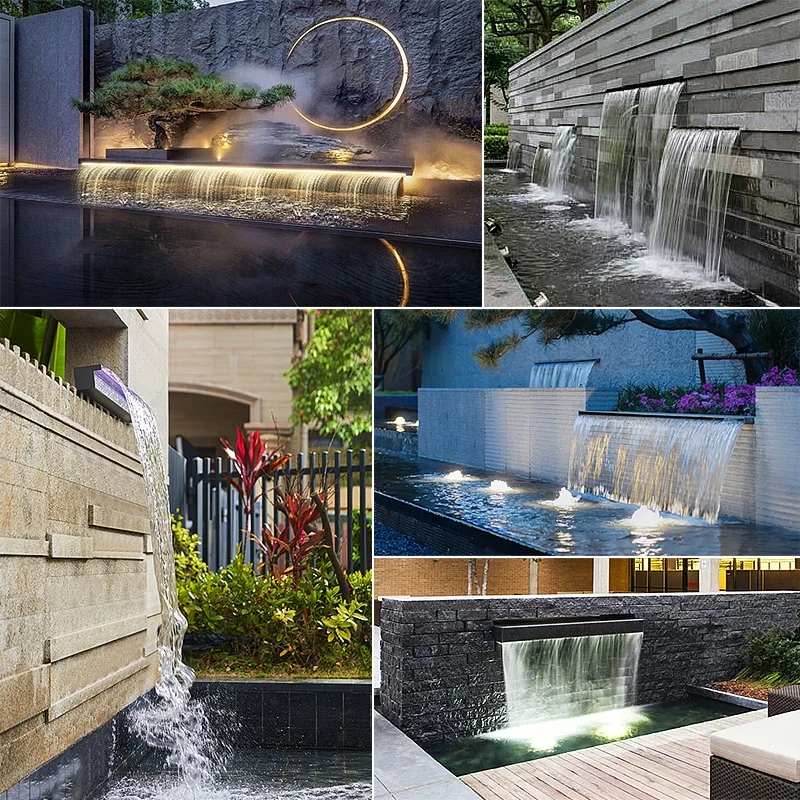 Acrylic Waterfall Lights Decor Water Curtain Wall Spout Outdoor Spa ...