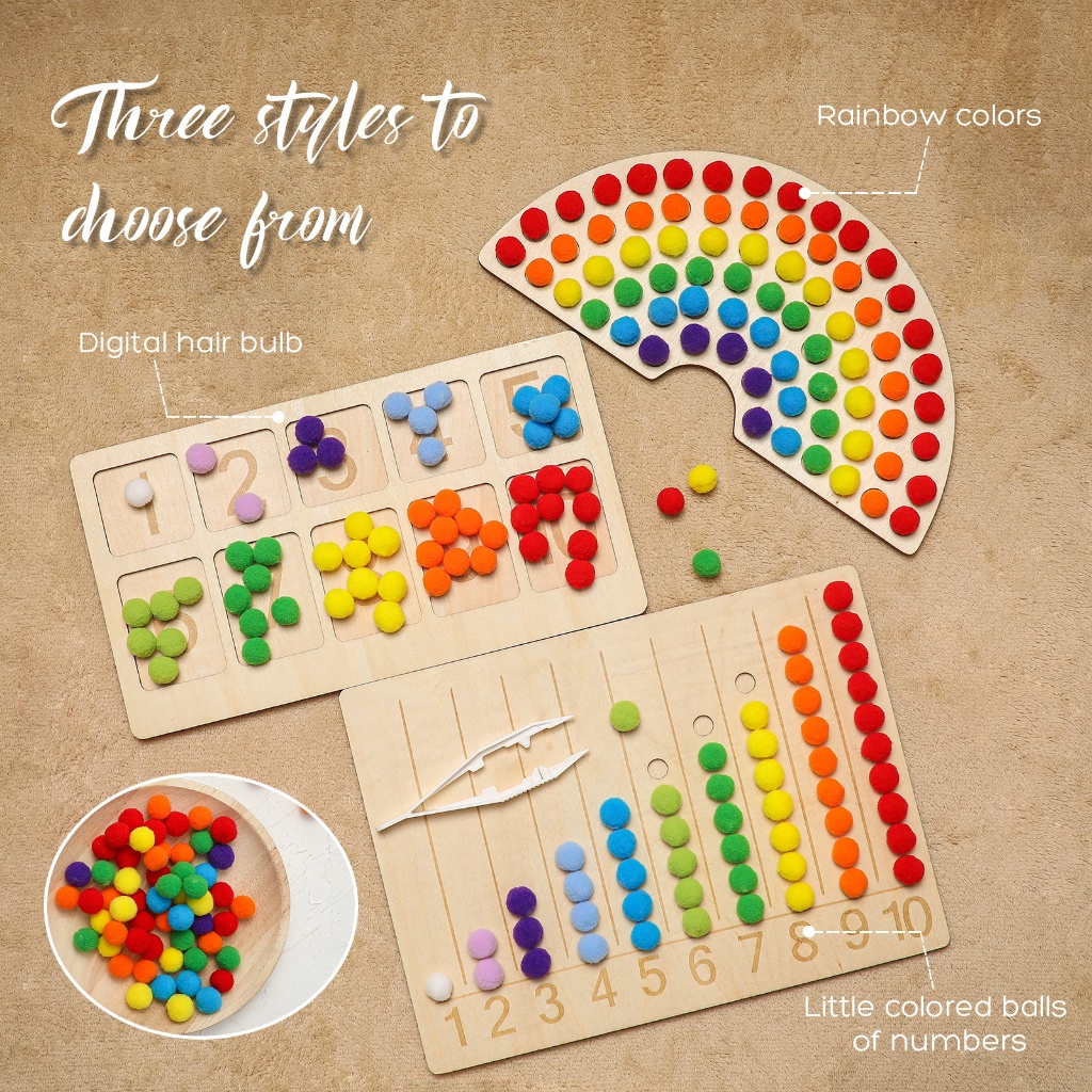 1 Set Rainbow Board Wooden Toys Baby Montessori Smart Toys Color ...