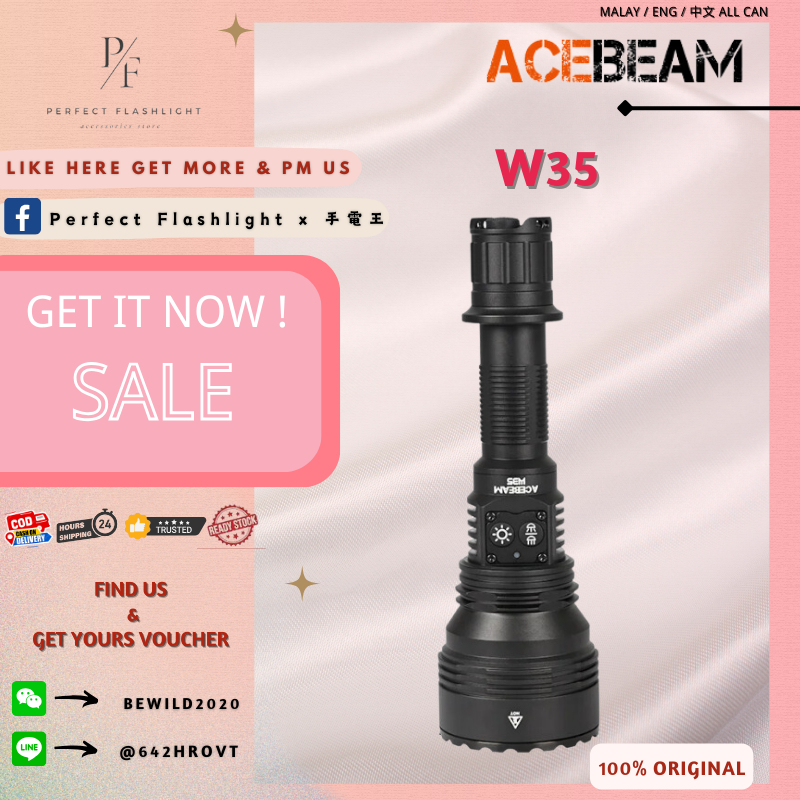 Perfect Flashlight Acebeam W35 LC DEL Zoom LEP Flashlight | Shopee Malaysia