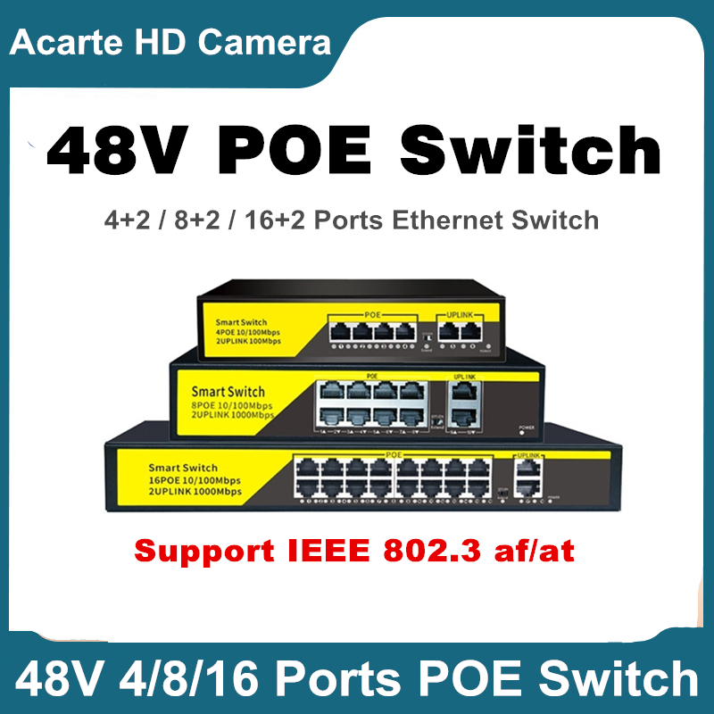 48V POE Switch 4+2Ports/8+2 Ports POE Switch Ethernet 10/100Mbps IEEE ...
