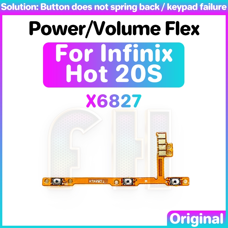 Power Volume button flex For Infinix hot 20S X6827 Switch ON OFF Key Mute Button Ribbon Flex ...
