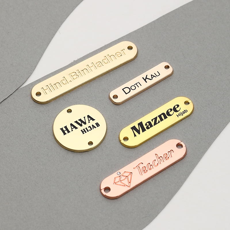 Custom Metal Clothing Logo Hijab Sewing Tag Small Letter Labels Zinc ...