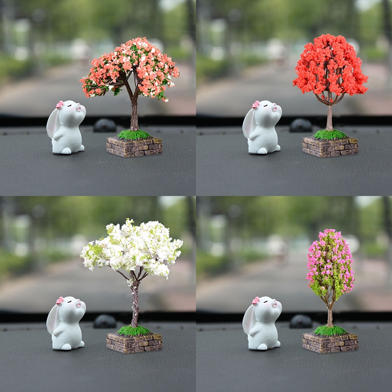 2Pcs/set Car Dashboard Garnish Decoration Cute Rabbit and Flower ...