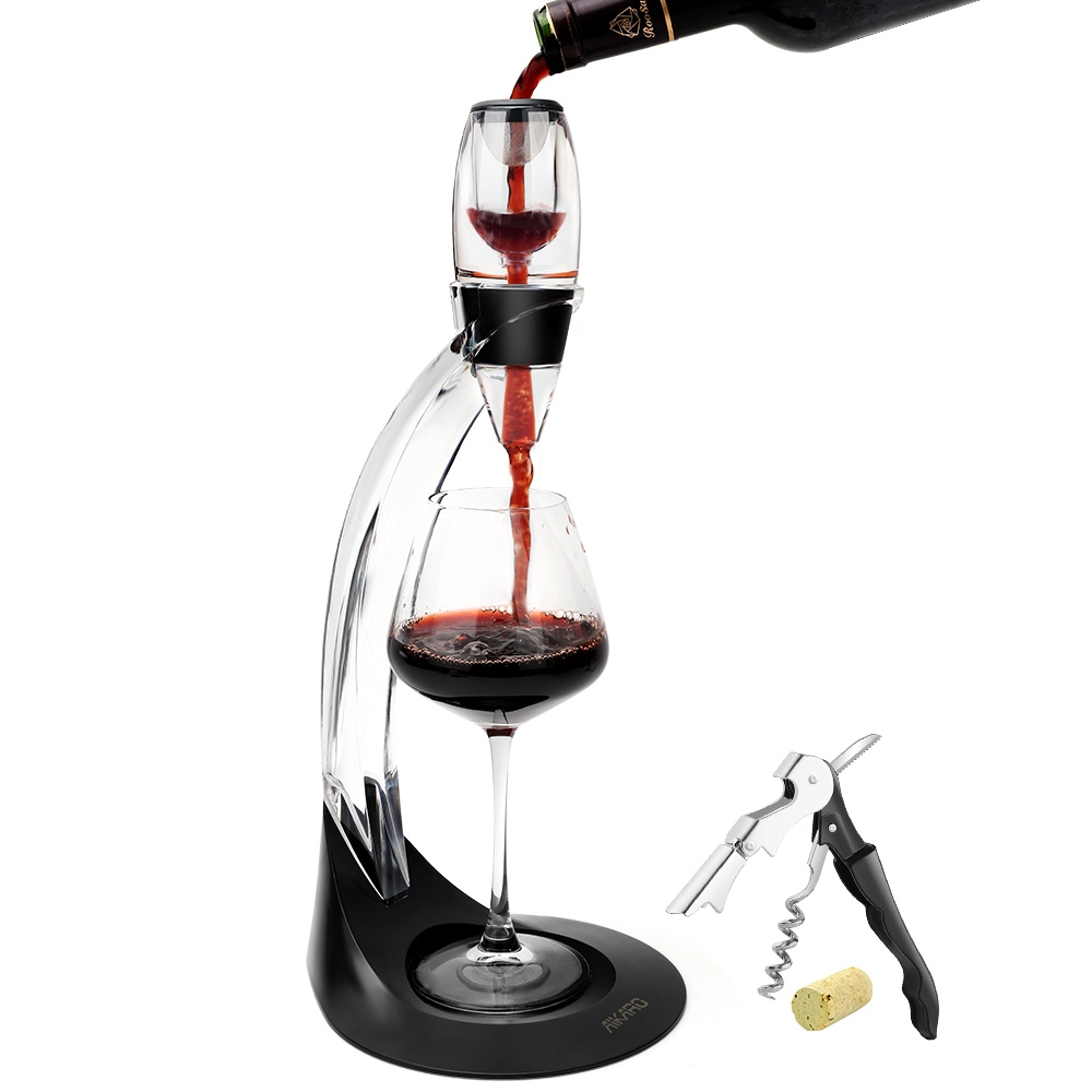 AIKARO Wine Aerator Aerating Pourer Spout and Decanter with Tower Stand ...