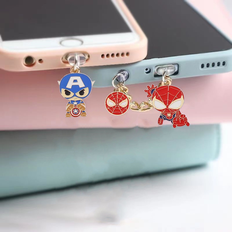 metal anime cute spiderman iron man thor captain america anti dust plug ...
