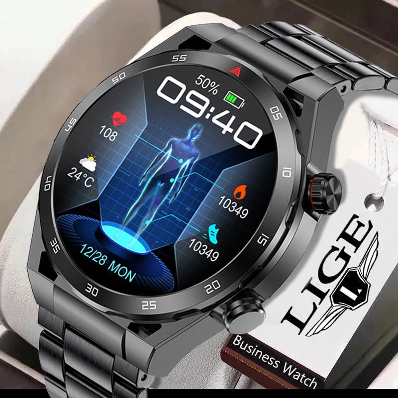 LIGE Smart Watch Waterproof Men ECG+PPG Blood Sugar Health Monitoring Bluetooth Call Sport ...