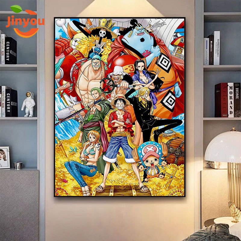 JINYOU【30*40/40*50cm】One Piece/paint by number/Luffy Zoro/canvas ...