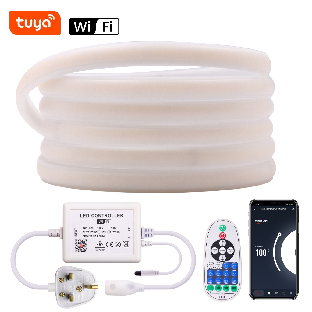 Tuya WIFI COB LED Strip Light UK 220V 288Leds/m High Bright RA90 ...