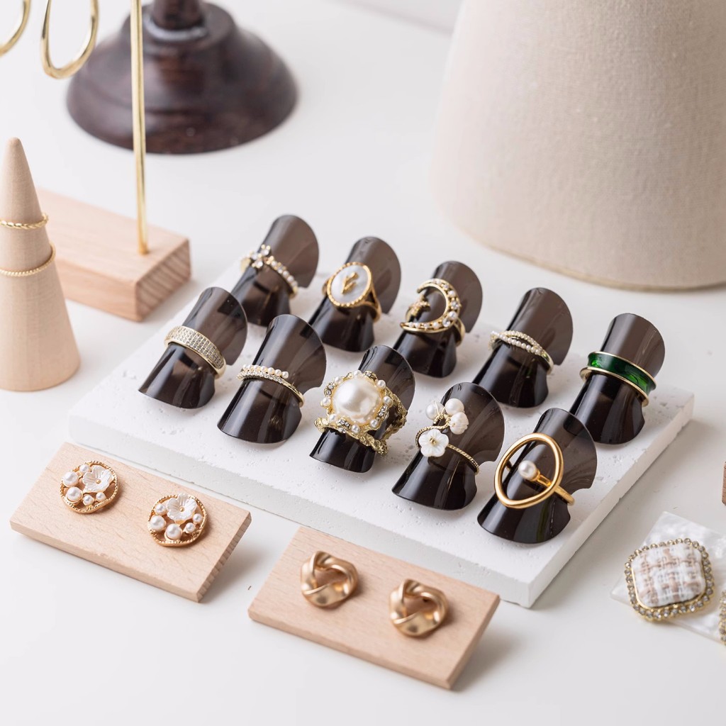100PCS Transparent Finger Ring Display Stand Holder Jewelry Tray Ring ...