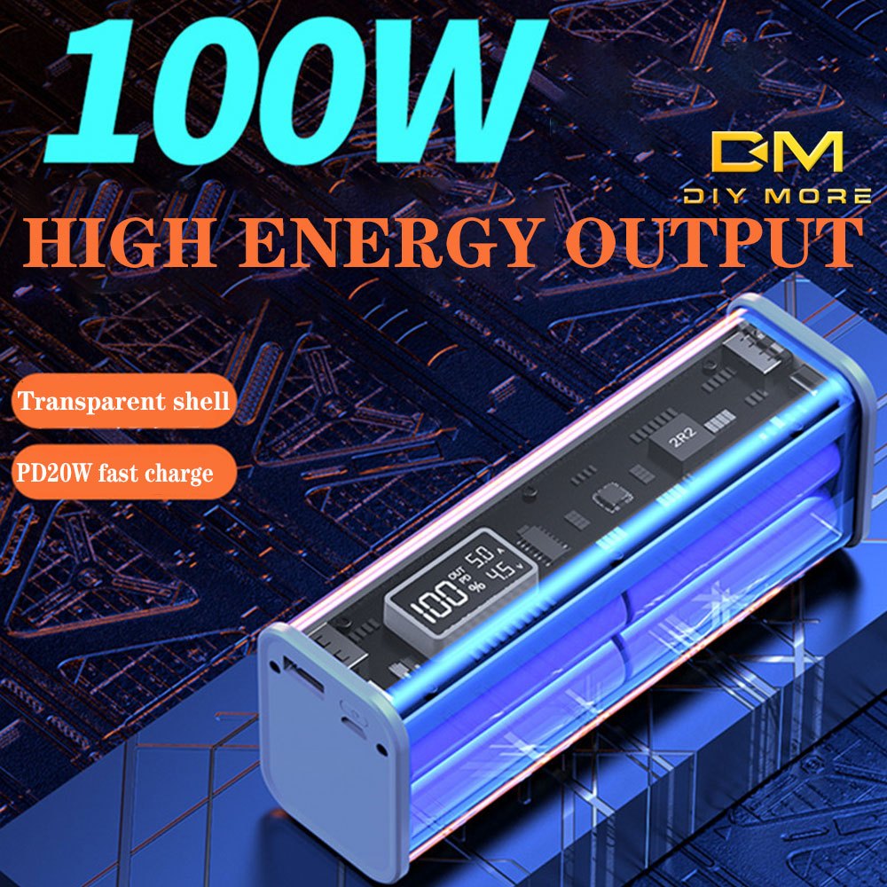 DIYMORE PD20W DIY Battery Charger Case Fast Charging Case for 18650*8 ...