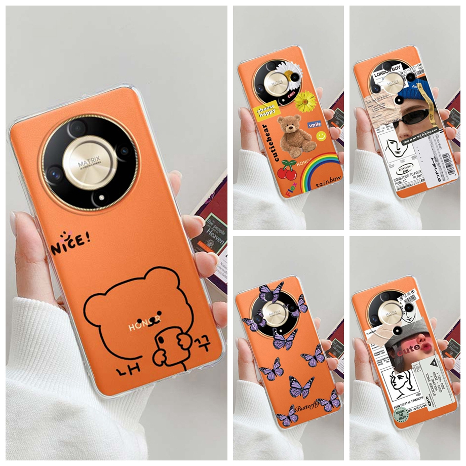 Honor X9b Clear Case Colorful Printed Soft Tpu Jelly Casing For Honor