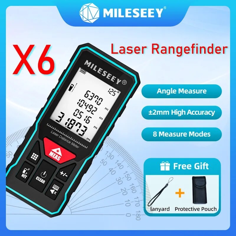 MILESEEY Laser Rangefinder Chargeable LCD Distance Meter Digital ...