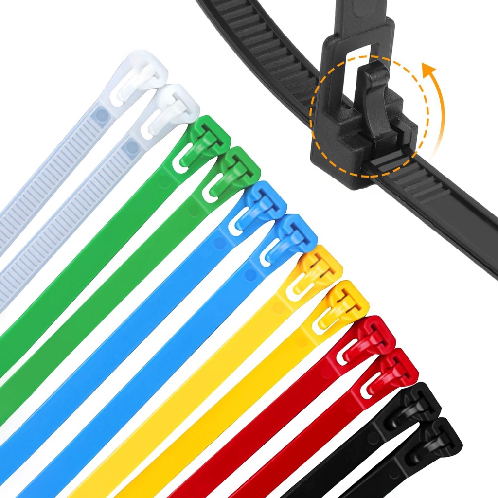 100PCS Releasable Cable Zip Ties Adjustable Wire Cable Ties, Reusable ...