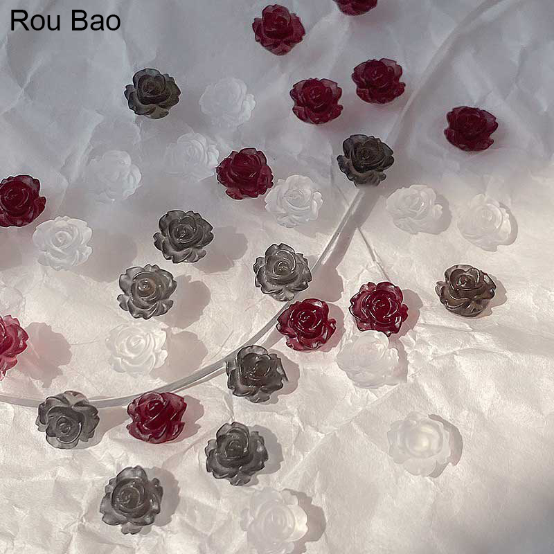 Rou Bao 2022 Hot Sales Nail New Camellia Flower Ice Frost White Rose ...