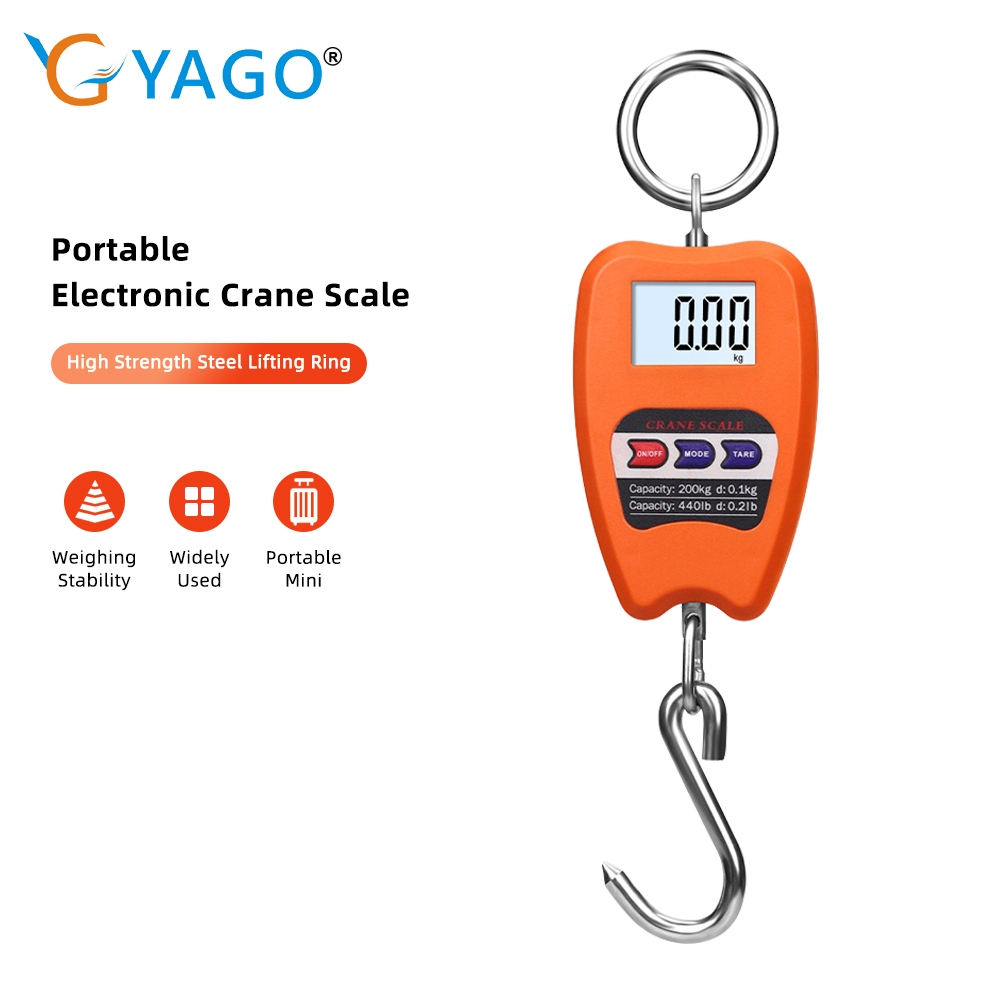 200kg/50g Digital Crane Scale, Electronic Stainless Steel Hook Scale ...